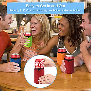 Desing Wish 12oz Standard Can Cooler Sleeve Holder Honeycomb Insulator Beer Cans Cover 12OZ Beer Bottle Sleeves Non-slip Neoprene Soda Cans Coolers Holders 4 Pack (Red/Blue/Green/Orange)