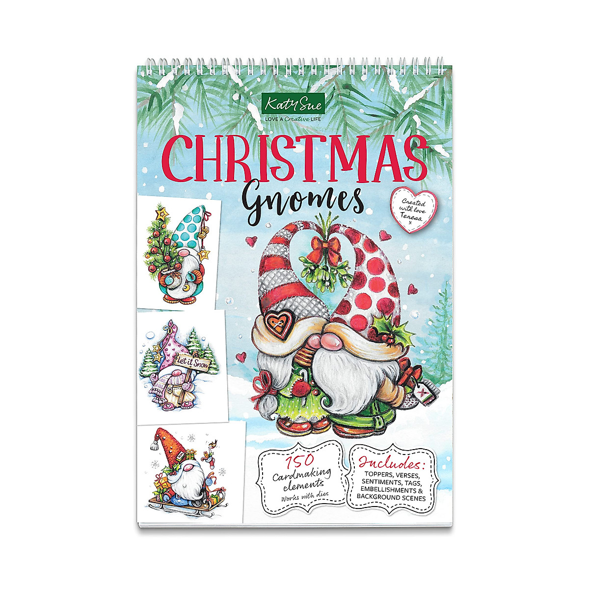 Katy Sue Christmas Gnomes Paper Craft Pad for Card Making, Scrapbooking & Crafts. Over 150 Holiday Gnome-Themed Card Making Elements, Not Pre-Cut or Die-Cut.