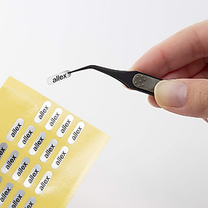 ALLEX Japanese Sticker Tweezers Precision Fine Point Tips (Curved Non-Stick Coating), Made in JAPAN, Pointy Craft Tweezers for Crafting, Hobby, Jewelry Detail Work, Japanese Stainless Steel, Black