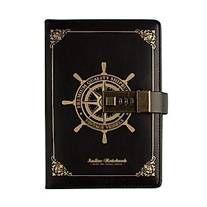 YIAAN Writing Notepads Notebook Digital Password Combination Student Diary Notepad B6 PU Leather Creative Retro for Travel Business Office Thick Paper (Color : Black)