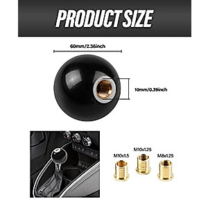 ESEWALAS 8 Ball Billiard Round Manual Gear Shift Lever Shifter Knob with 3 Adapters,Universal Gear Shift Stick Shifter Knob Lever Cover 4 5 6 Speed,Fit for Manual Car M8*1.25, M10*1.25, M10*1.5