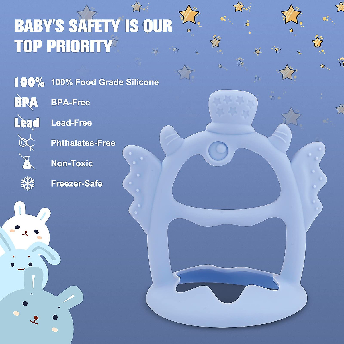 Teething Toys for 0-6 and 6-12 Months Babies, Tinabless 3packs Anti-Drop Baby Wrist Teether Soothing Pacifiers, Hand Teether for Babies, BPA-Free, Non-Toxic Silicone Chew Toys