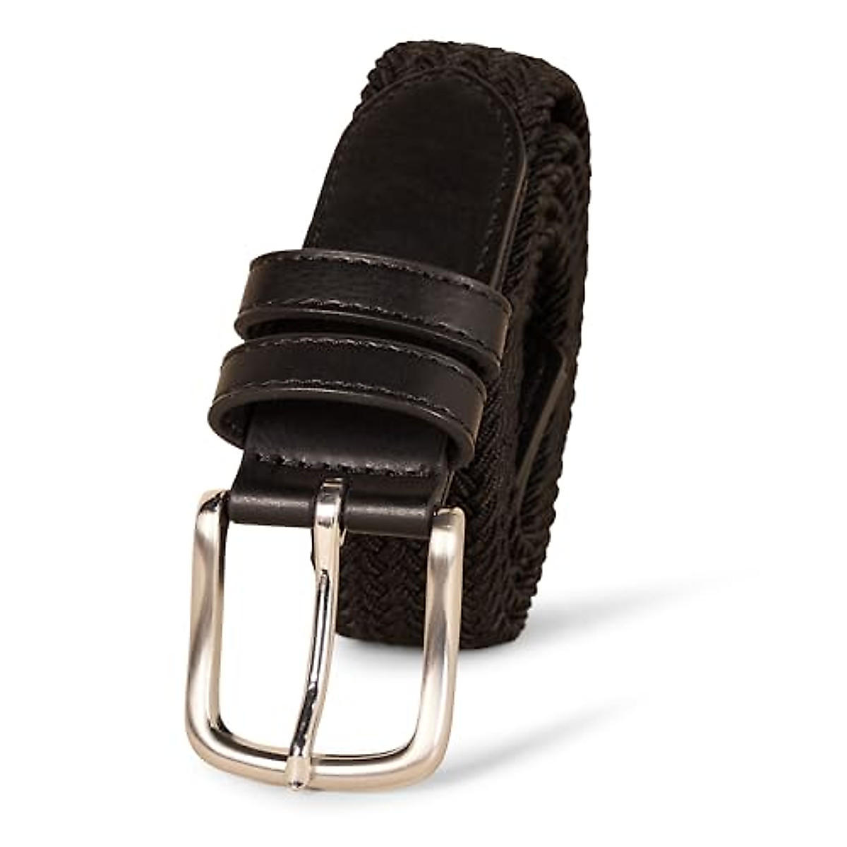 Amazon Essentials Men's Stretch Woven Braid Belt, Black, 32