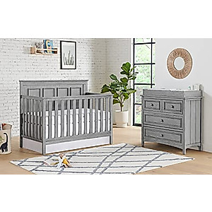 Oxford Baby Bennett 4-in-1 Convertible Crib, Rustic Gray, GreenGuard Gold Certified