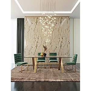 Limari Home Othon Collection Modern Style Glass Rectangular 8 Persons Dining Table with Stainless Steel Legs, Gold