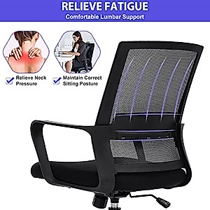 Pazidom Home Office Chair Mesh Chair Desk Chair Work Chair Computer Chair Rolling Chair with Arms for Home Office， Black