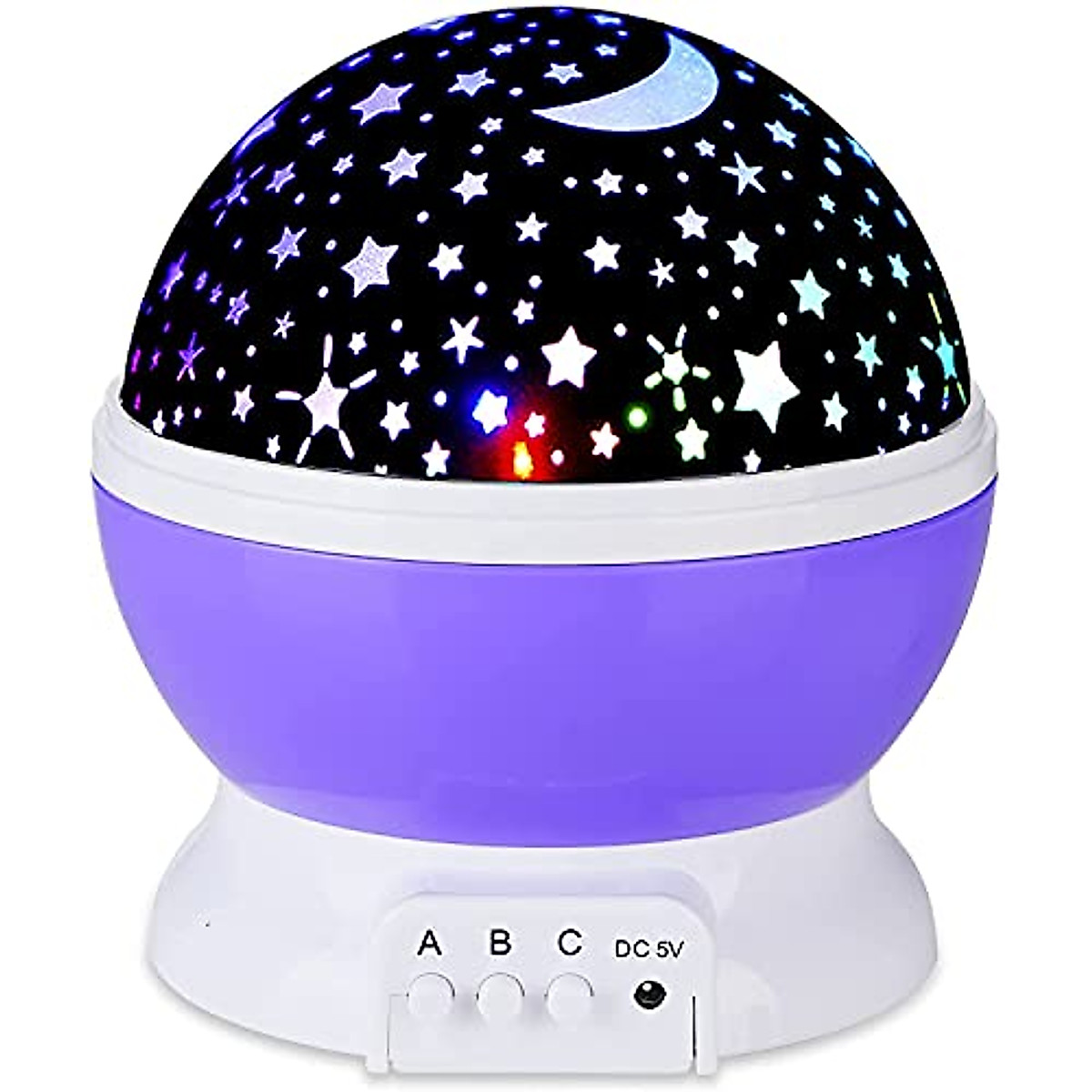 Baby Night Lights Christmas, Moon Star Projector - 4 LED Bulbs 8 Light Color Changing with USB Cable 360 Degree Rotation, Romantic Night Lighting Lamp for Birthday Nursery Women Children Kids Baby