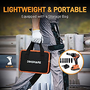 Cordless Impact Wrench, 20V Brushless 1/2 Impact Gun, High Torque Impact Driver 250 ft-lbs (340N.m) 2600RPM, LED Light, Impact Driver Kit with 2.0Ah Battery &1-Hour Charger, 7 Sockets for Home & Car