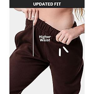 Kamo Fitness CozyTec High-Waisted Sweatpants for Women Baggy: Comfy Lounge Pants with Pockets Crafted from Soft Thick Fleece, Cuffed, Loose Fit, Tall Friendly Joggers for Fall (Java Brown, M)