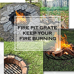 SIMOND STORE Fire Pit Grate, 24 - Inch Round Heavy-Duty Steel Black Finish Firewood Grate with Legs for Outdoor Fire Pits, Camping, Picnic & Gatherings