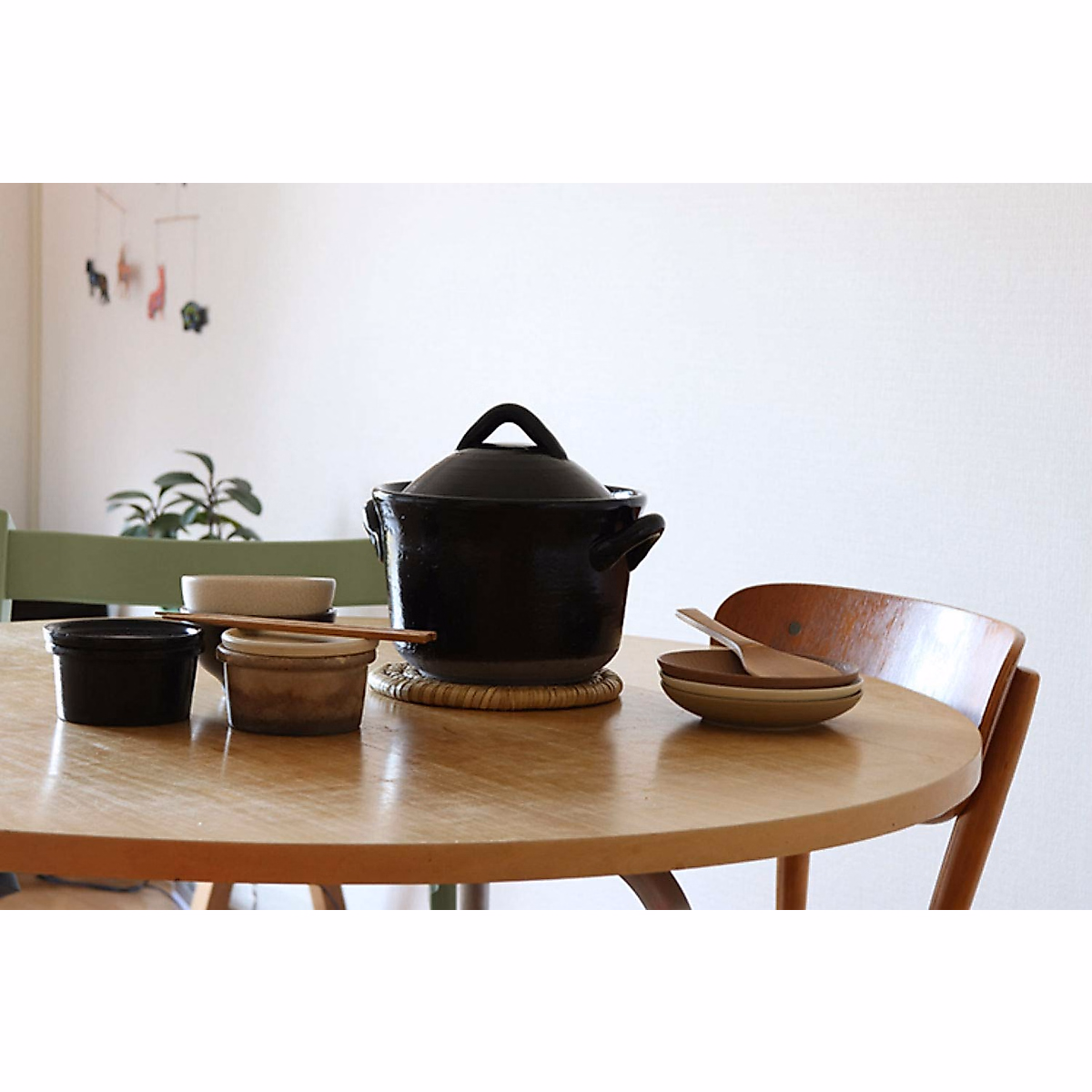 Japanese Donabe Cocer Rice Cooking Clay Pot, 3 Go, 2200cc, Black