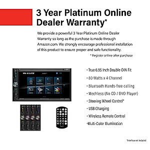 BOSS Audio Systems BV745B 6.95 Inch Touchscreen Car Stereo, A-Link Screen Mirroring, Double Din, Bluetooth Audio - Calling, Built-in Microphone, No CD/DVD, USB, SD, AUX in, AM/FM