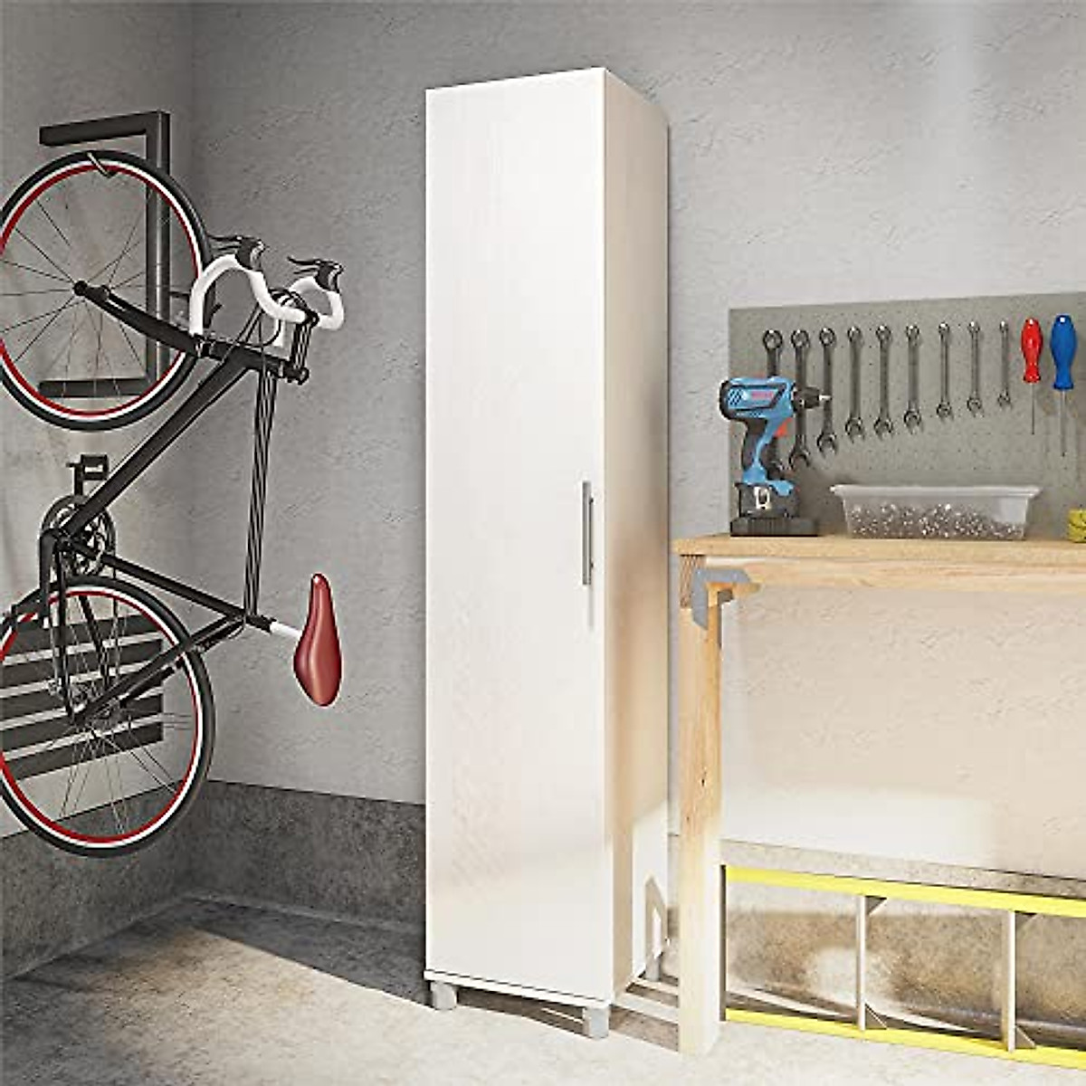 SystemBuild Camberly 16" Utility Storage Cabinet, Ivory Oak