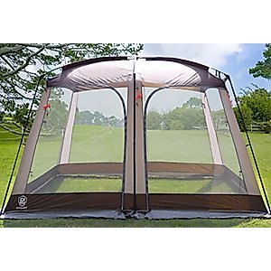 EVER ADVANCED Screen House Room Outdoor Screened Canopy Tent Zippered Gazebos 8-10 Person for Patios Shelter, 12' x10', Brown