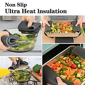 Silicone Trivet Mats, Pot Pads Silicone Pot Holders for Heat Resistant, Anti Slip, Easy to Wash and Dry, 8 Pack Dark Gray(4 Squared + 4 Round Mats)