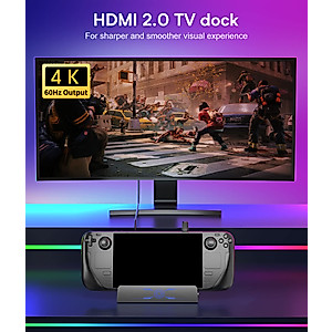 Steam Deck Docking Station,HDMI 2.0 4K@60HZ Steam Deck Dock with 4 USB-A 3.0 Port,Support PD 3.0 Full Speed Charging for Valve Steam Deck