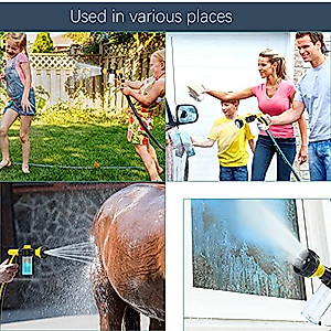 Garden Hose Nozzle, High Pressure Spray Gun Nozzle, 8 Spray Patterns for Watering Plants, Lawn, Patio, Cleaning, Showering Pet with 3.5oz/100cc Soap Dispenser Bottle