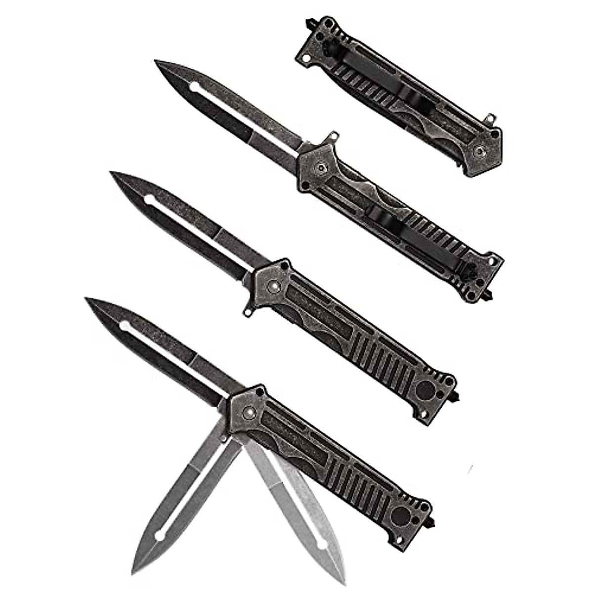 RGNINE Pocket Knife For Men Razor Blade 3.25" - Edc Knife Stainless Steel With Clip, Handle 4.75" - Tactical Folding Knives For Men, Black