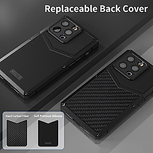 DGYSG Luxury Carbon Fiber with Aluminum Case for iPhone 14 Pro Max 6.7", Military Shockproof Protective Armor Phone Cover with Screen Protector Full Body Heavy Duty Drop Protection for Men Black