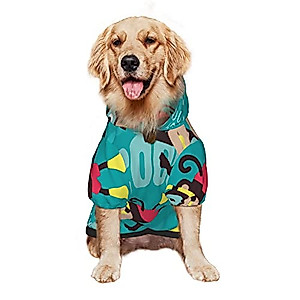 Large Dog Hoodie Monkey-Diving-Enjoy-Holiday Pet Clothes Sweater with Hat Soft Cat Outfit Coat Small