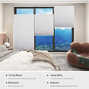 Changshade Custom Top Down Bottom Up Cellular Shades Cordless Blackout, Honeycomb Blinds Room Darkening Window Shades, 1.5" Cell Pleated for Office,Bedroom, Child, Bathroom, Easy to Install,White