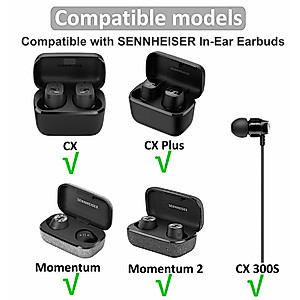 8 Pairs Compatible with Sennheiser CX Plus/Momentum 2 Ear Tips, XS/S/M/L 4 Size Replacement Soft Flexible Silicone Eartips Earbuds Accessories Compatible with Sennheiser CX 300S - Gray