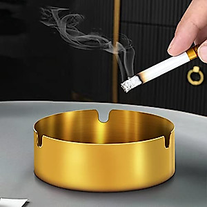 roygra Ashtray 2 Pack, Metal Ashtray - Black, Medium Size (3.15 x 3.15 x 1.3’’)