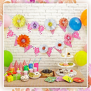 Affrolling 10 Pcs Boho Retro Daisy Tissue Paper Pom Poms Party Decorations 12" 8" Daisy Tissue Paper Flowers Wall Hanging Baby Shower Bridal Wedding Birthday Party Backdrop Classroom Decor