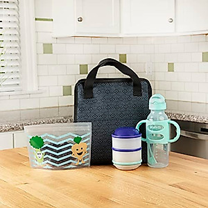 Dr. Brown’s Fold & Freeze Bottle Tote, Breastfeeding Essential Cooler Bag, 6 Baby Bottles Milk Storage - Black