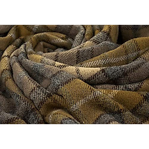 Prince of Scots Highland Tartan Tweed 100% Pure New Wool Fluffy Throw (Natural Buchanan)