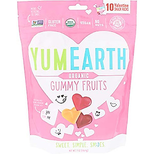 YumEarth Valentines Gummy Fruits, 10 Snack Packs (7 Ounces each)