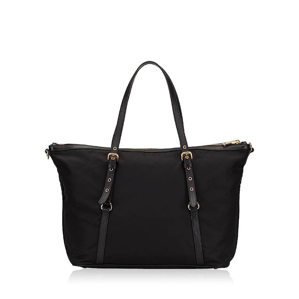 Prada Tessuto Black Nylon Leather Trim Shopping Tote Handbag 1BG253