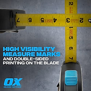 OX Tools OX-P029425 Pro Stainless Steel 25-Foot Tape Measure with Magnetic Hook, Heavy Duty Case & Easily Visible Measure Marks