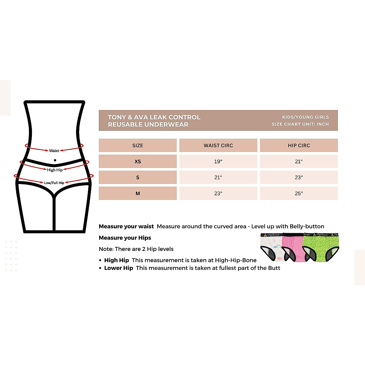 Tony and Ava Potty Training Underwear for Girls, Moisture-Wicking, Soft Cotton Toddler Training Underwear - Breathable, Reusable Training Pants - Small - White