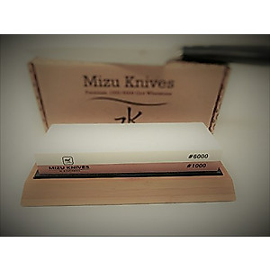 Mizu 1000 / 6000 Grit Premium Whetstone Knife Sharpening Stone Set, Ideal Sharpener for All Blades, Japanese Style Waterstone with Non Slip Bamboo Base, Includes Angle Guide & Instructions