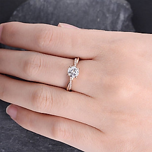 Solid Gold Moissanite Engagement Ring for Women 10K/14K/18K Gold Twisted Wedding Band, 1.45cttw-2.45cttw Moissanite Eternity Rings, Size 5-12 (Round-Cut, 18K Solid Gold)