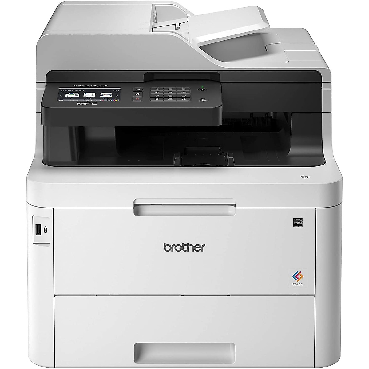 Brother MFC-L3770CDW Wireless Color All-in-One Laser Printer, Auto 2-Sided Printing, 3.7 Inch Color Touchscreen, Print Scan Copy, 30-Sheet Capacity, Bundle with JAWFOAL Printer Cable
