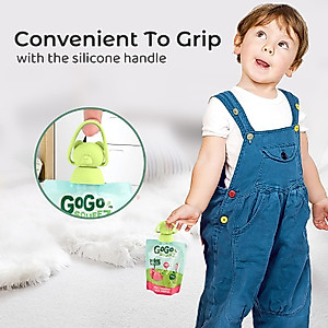 Giichen Soft Sip Food Pouch Topper - Food Grade Silicone Pouch Tops for Baby Prevent Spills, Led Weaning, Self Feeding, Protects Childs Mouth, BPA Free Food Pouch Lids - 2 Pack (Green Yellow)