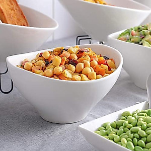 DOWAN 8 Inch Large Salad Bowls, 45 Oz Ceramic Serving Bowls, White Deep Bowls Set for Salad, Pasta, Soup, Ramen, Popcorn, Noodle, Pho, Gifts for Christmas,Set of 2