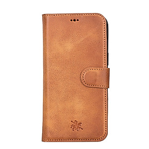 Venito Ravenna Slim Magic Leather Wallet Case for iPhone 14 Pro Max (6.7" Antique Brown)