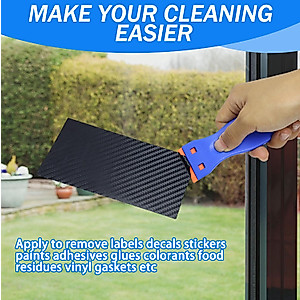 Plastic Razor Blades Scraper, 2 Pcs Plastic Scraper Tool for Car with 100 Pcs Razor Blades for Gasket Remover, Labels Decal and Adhesive Remover for Windows and Glass,Blue