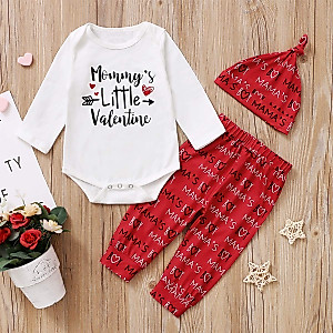 Singcoco Baby Boy Valentine's Day Outfit Newborn Mommy's Little Valentine Bodysuit (Red, 0-3 Months)
