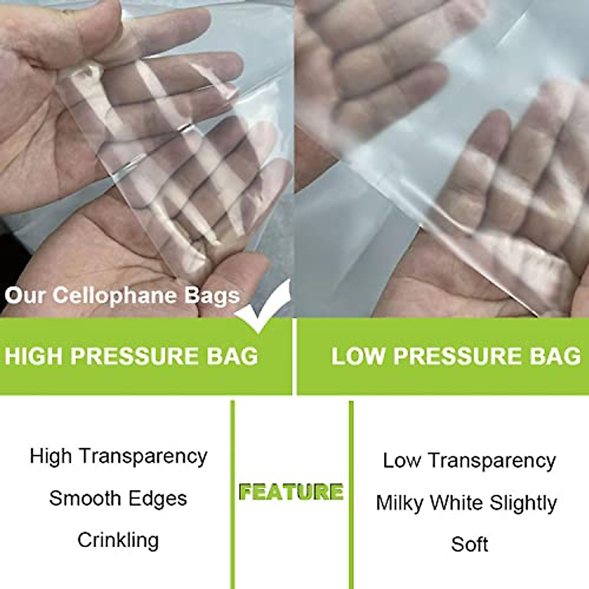 Zcintert Clear Cello Cellophane Treat Bags, 100 Pcs - 5.9" x 7.8"(2mils), Plastic Gift Bags for Candy, Party Favor, Cookies, Candies Packaging, with 4” Twist Ties