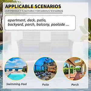 Patio Loveseat Set 2-seat Leisure Furniture with Coffee Table and Soft Cushion, Suitable forLawn Garden,Courtyard, Strong Weather Resistance Outdoor (Grey)