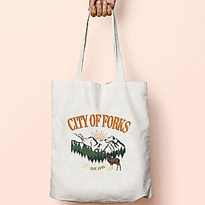 TOBGBE Forks Washington Gift TV Show Lover Tote Bag (City of Forks Tote)