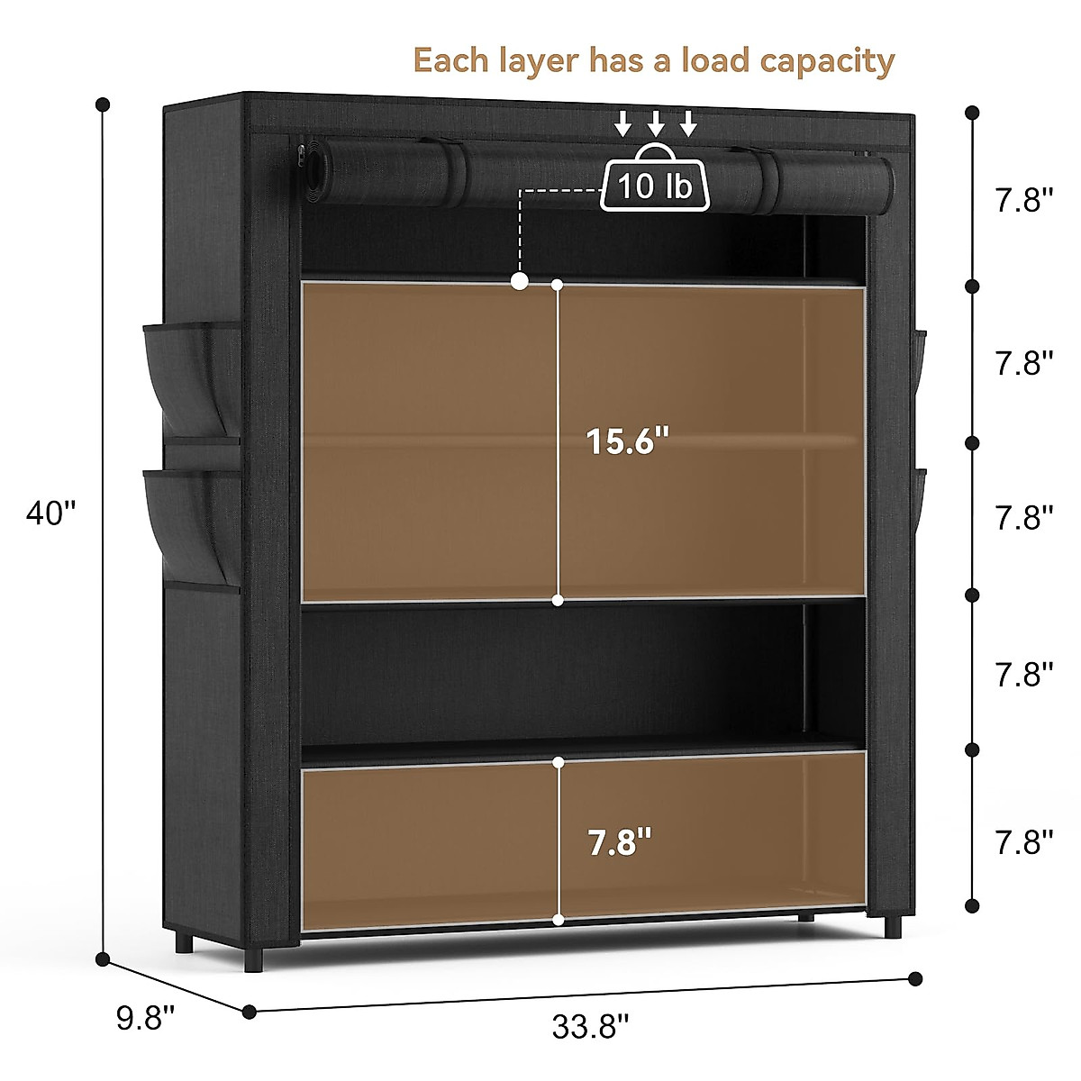 VILICK Shoe Rack with Cover, 5 Tier Shoe Organizer Storage for 20-24 Pair Shoes and Boots Large Shoe Storage Shelf Space Saving Vertical Shoe Rack for Closet, Front Door Entrance, Dorm, Garage