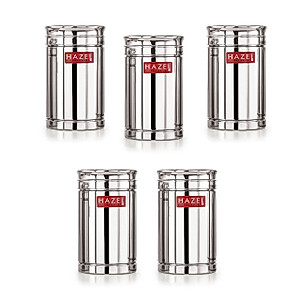 HAZEL Stainless Steel Container Set | 1200 ml Set of 5 Steel Container for Kitchen Storage Set | Air Tight Containers for Kitchen Storage | Ideal for Storing Rice, Cereal, Pulse, Snacks.