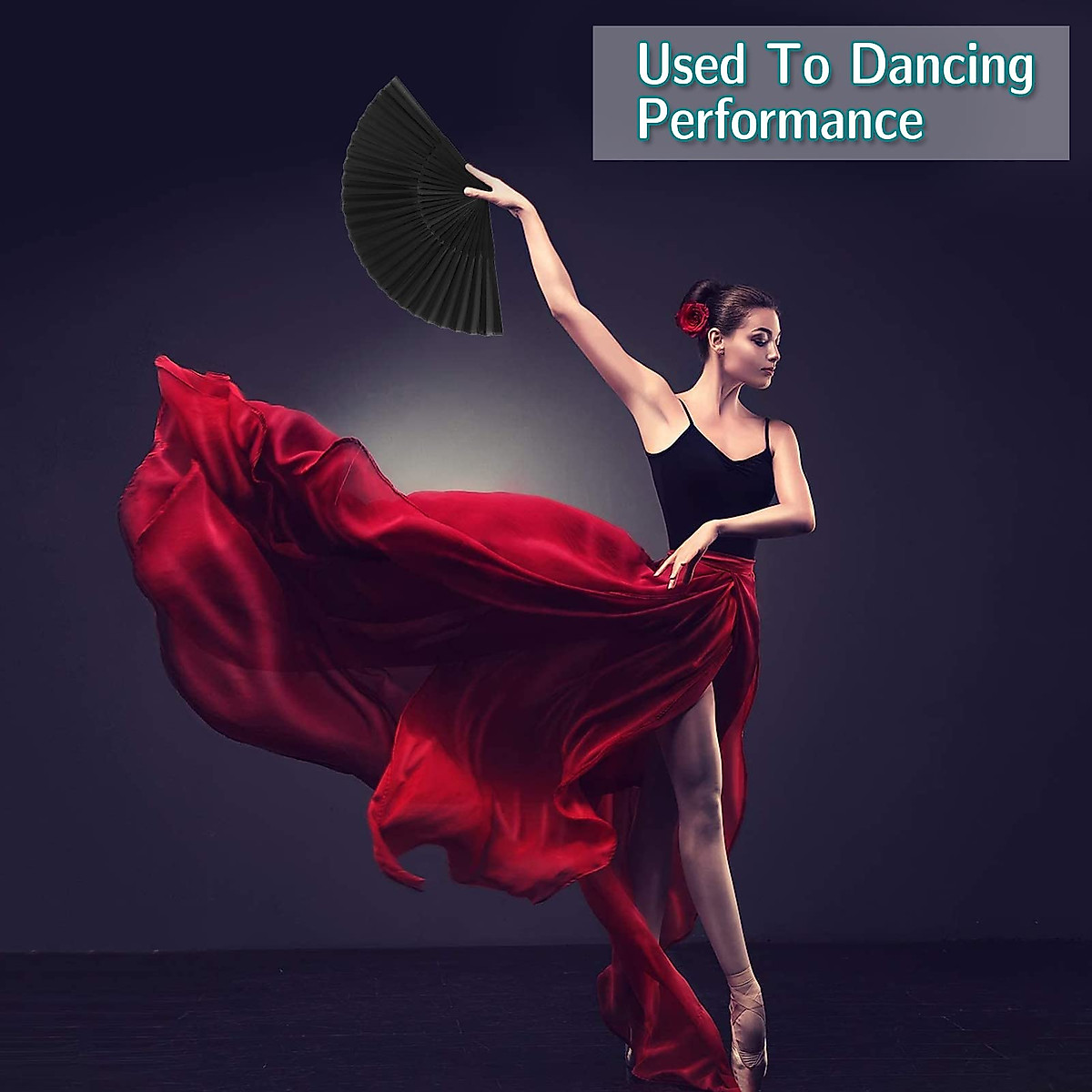 Jspupifip 3 Pack Silk Fabric Folding Hand Fans Classic Style Bamboo Ribs Hand Held Fan Chinese Vintage Handheld for Women Ladys Girls Wedding,Party and Gift(Black)