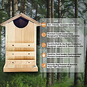 Outer Trails Owl Houses, Japanese Cedar, with Composite Weather-Tight Roof