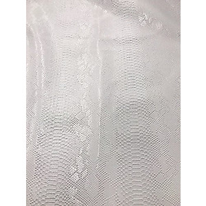 New Creations Fabric & Foam Inc, 54" Wide Faux Viper Snake Skin Vinyl-Faux Leather-3D Scales Fabric by The Yard, White